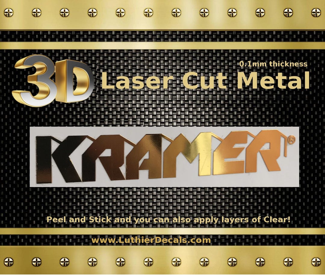 Kramer Guitar Decal 3d Laser Cut Metal Headstock Restoration Sticker ...