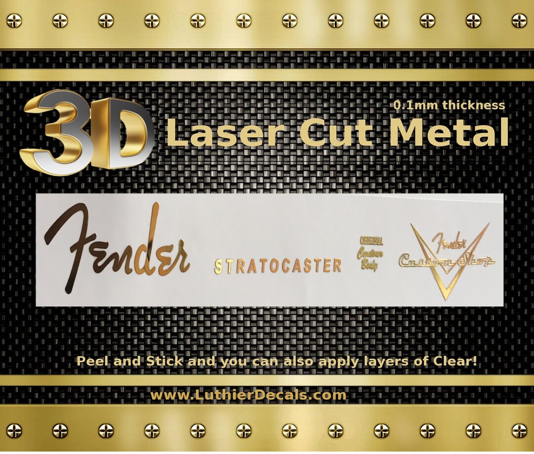 Fender Stratocaster Guitar Decal 3d Laser Cut Metal Headstock ...