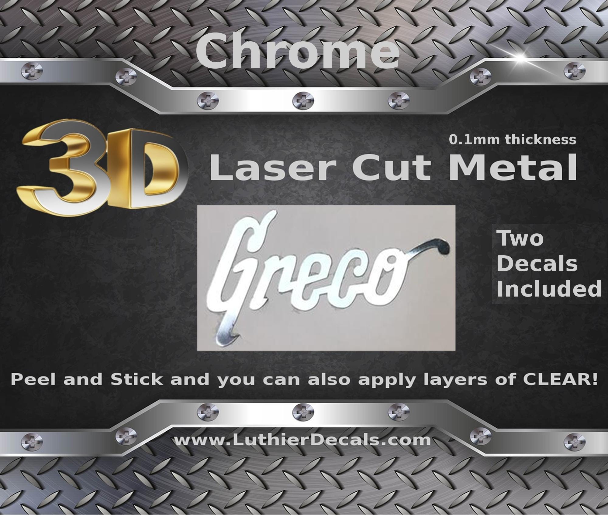 Greco Guitar Decal 3d Laser Cut Metal Headstock Restoration Sticker M35 ...