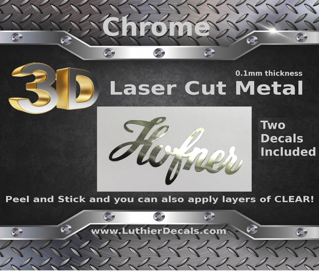 Hofner Guitar Decal 3d Laser Cut Metal Headstock Restoration Sticker ...