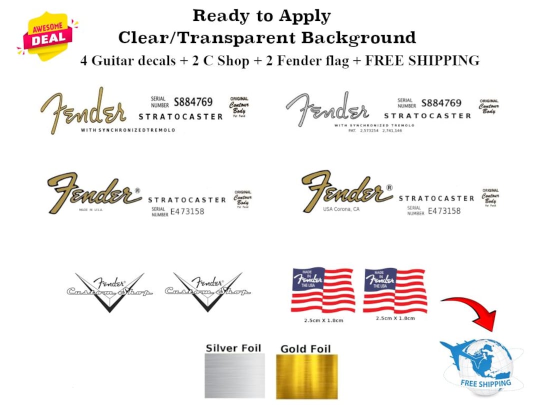 Fender Stratocaster Guitar Decal C Shop Fender Flag Restoration Decal ...