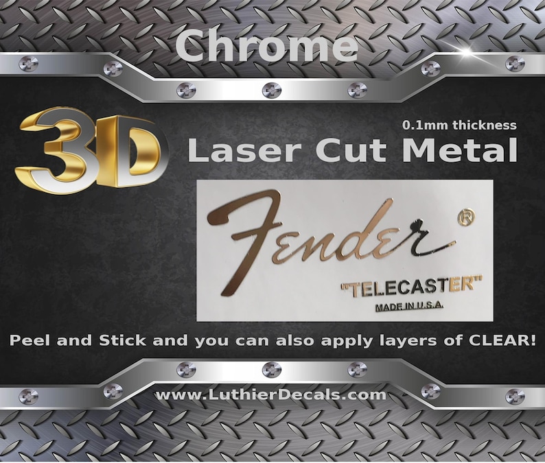 Fender Telecaster Guitar Decal 3d Laser Cut Metal Headstock Restoration ...