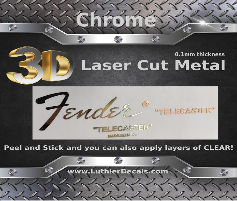 Fender Telecaster Guitar Decal 3d Laser Cut Metal Headstock Restoration ...