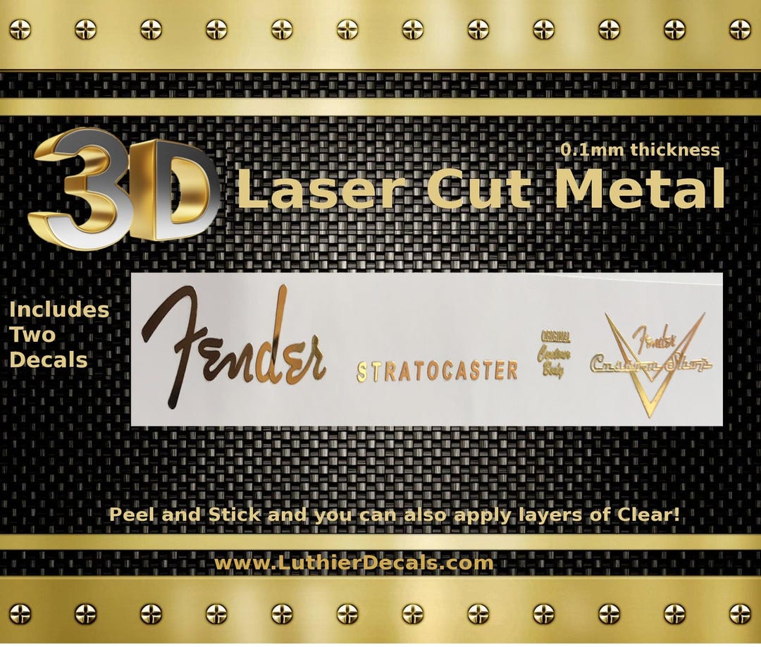 Fender Stratocaster Guitar Decal 3d Laser Cut Metal Headstock ...