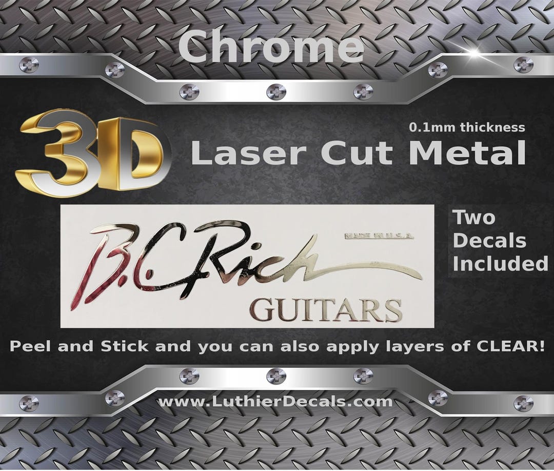 BC Rich Guitar Decal 3d Laser Cut Metal Headstock Restoration Sticker ...