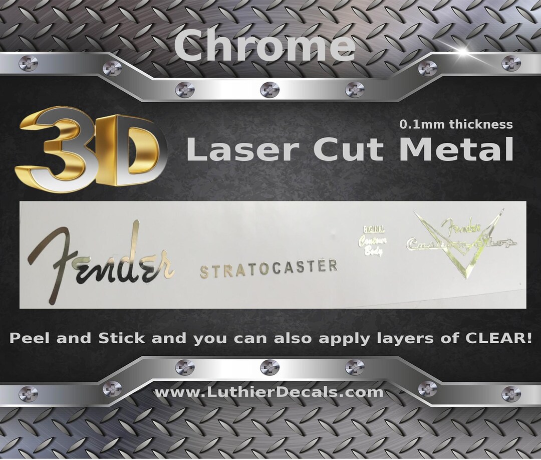 Fender Stratocaster Guitar Decal 3d Laser Cut Metal Headstock ...