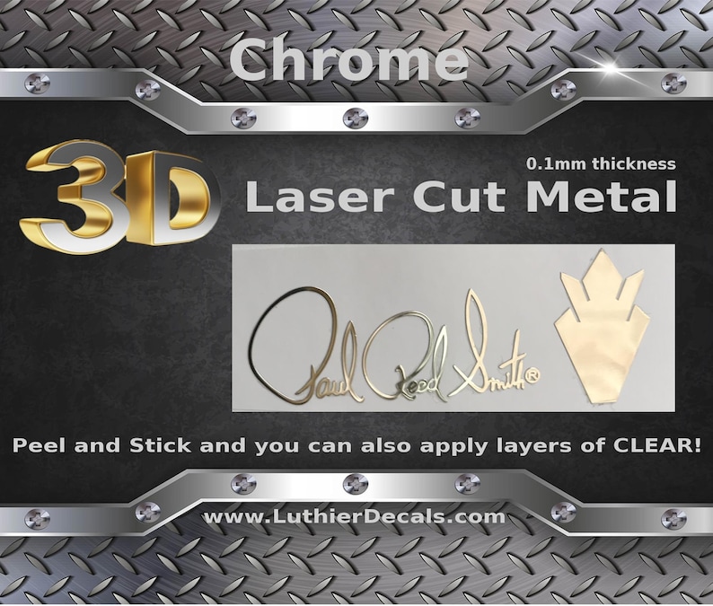 Paul Reed Smith Guitar Decal 3d Laser Cut Metal Headstock Restoration ...