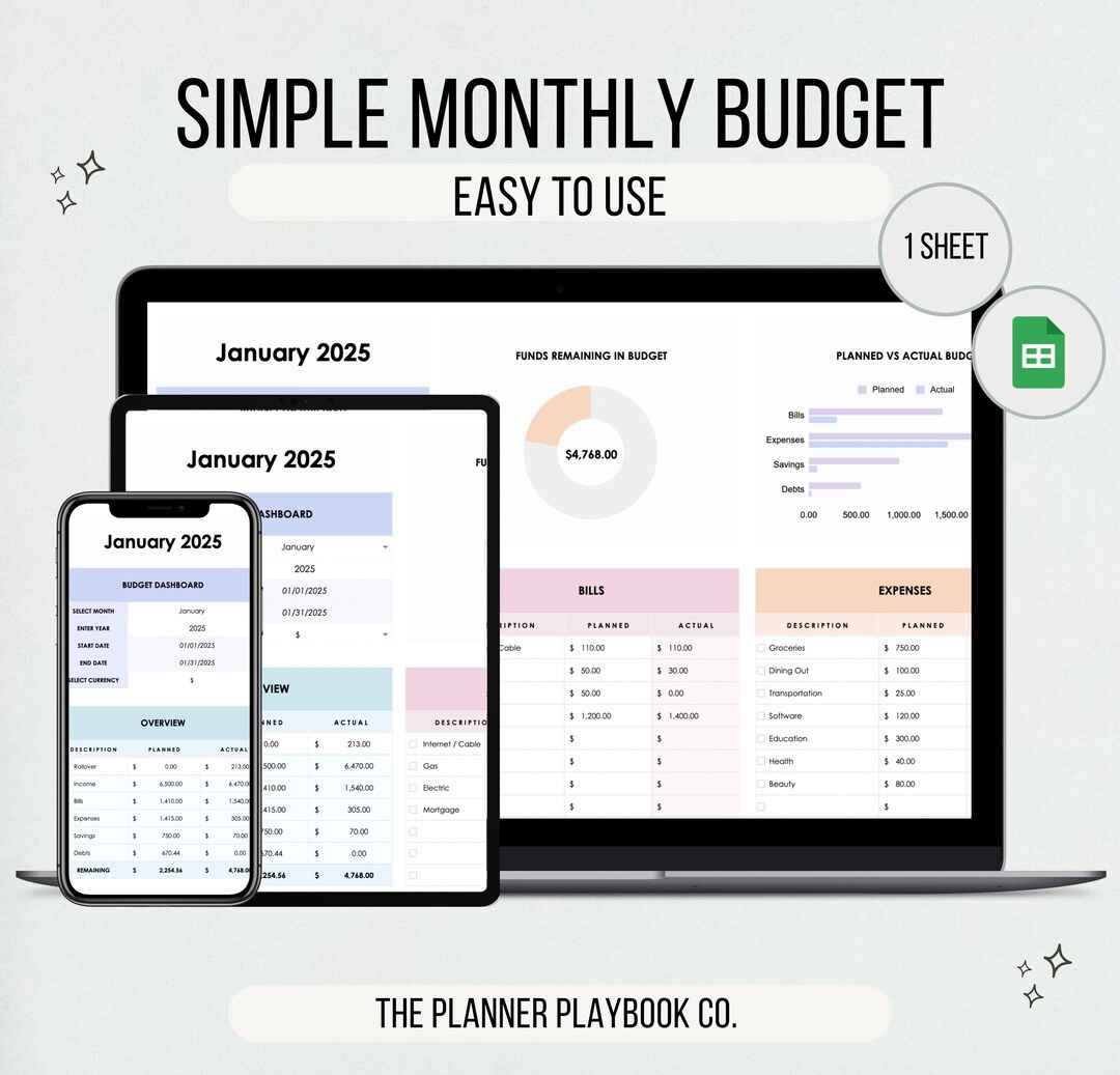 Budget Planner Google Sheet, Monthly Budget Spreadsheet, Budget ...