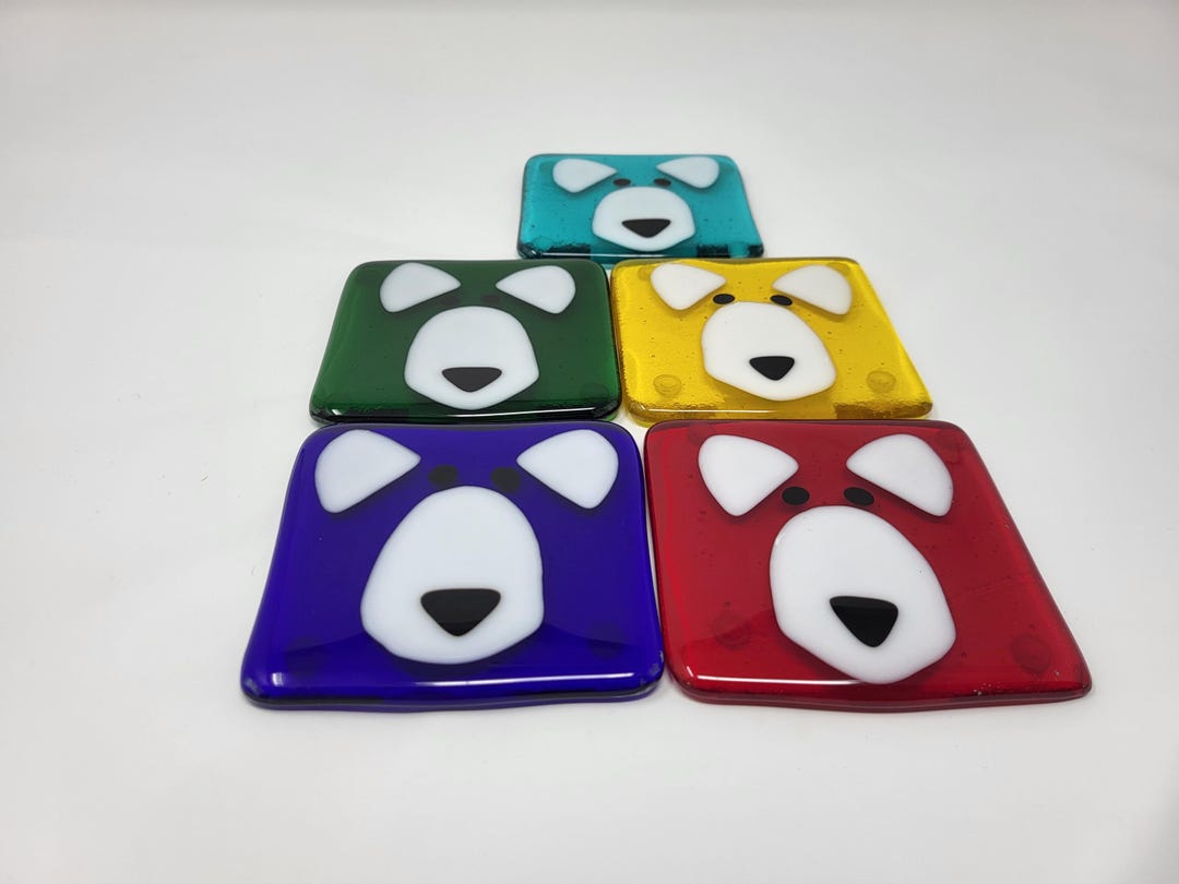 Handmade Fused Glass Bear Coaster, Playful Kitchen Decor - Etsy