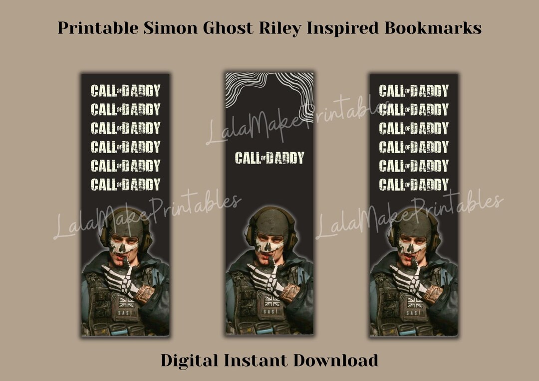 Simon Ghost Riley Inspired Bookmarks - Printable Bookmarks - Cod - Dark ...