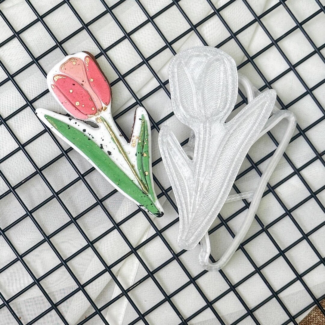 Edible Tulip Cutter and Embosser, Flowers Cookie Cutter, Fondant ...