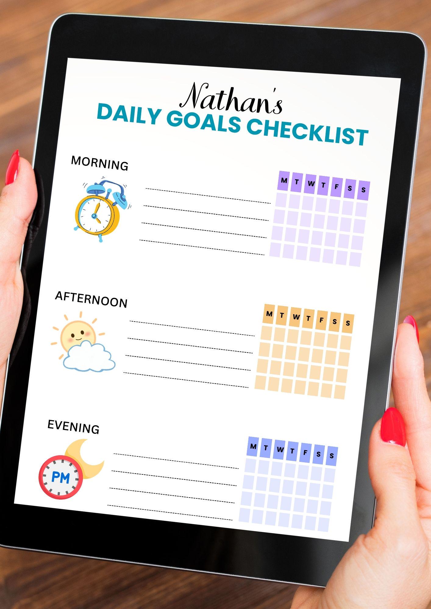 Editable Daily Goals Checklist | Canva Template + Fillable PDF | Custom ...