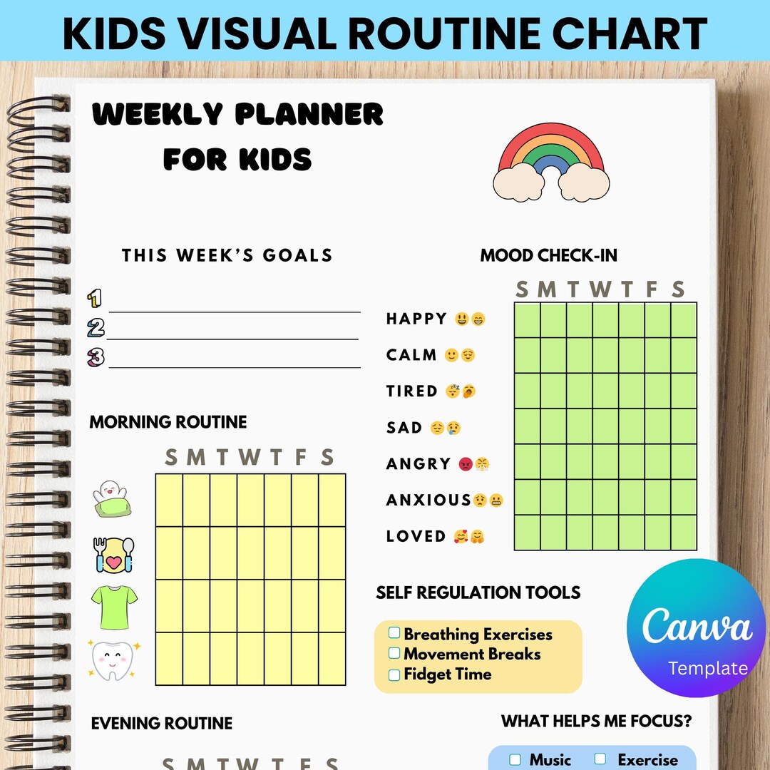 ADHD Autism Kids Planner | ADHD Planner | Kids Weekly Visual Schedule ...
