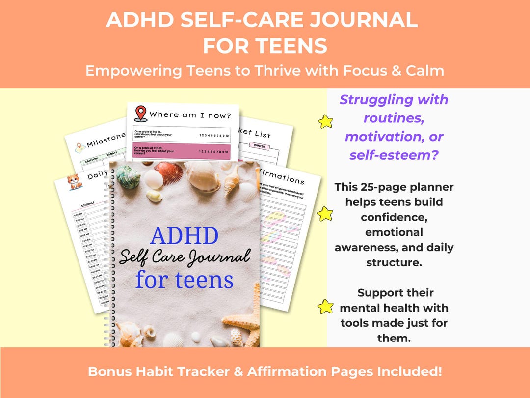 ADHD Planner Printable for Teen Self Care | Daily Planner, Emotional ...