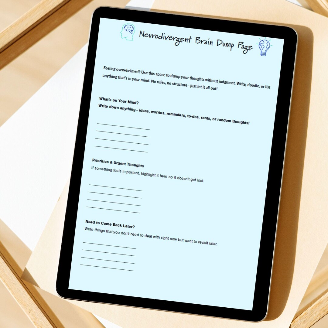 Digital Brain Dump Printable | Neurodivergent Fillable Journal | ADHD ...