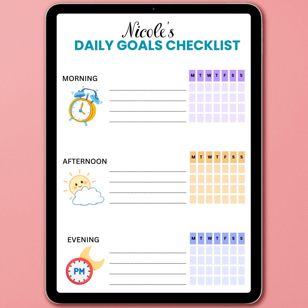 ADHD Kids Daily Checklist Canva Template, Printable & Fillable PDF ...