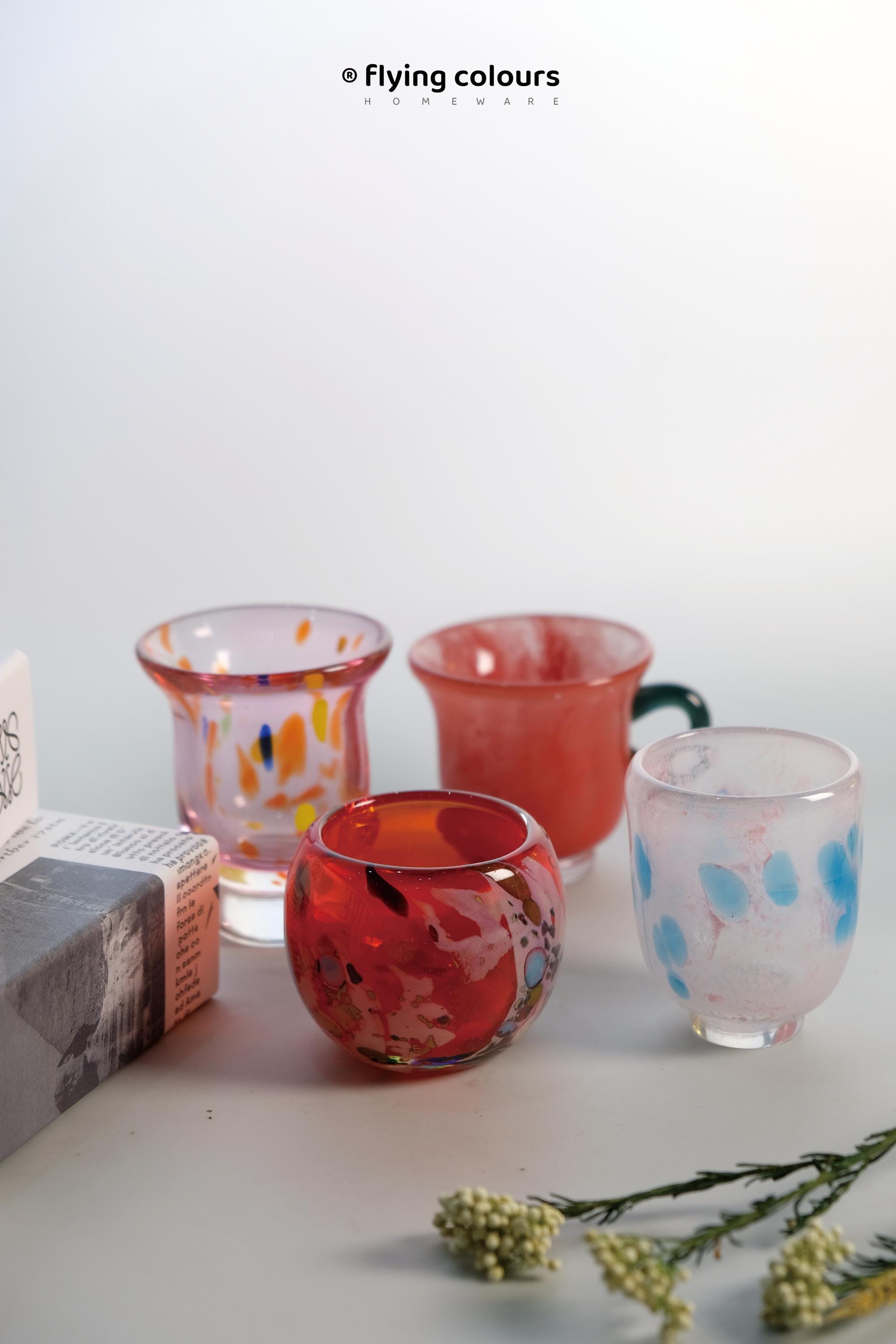 Red Glass Cup Sets (2, 4, 6, 8) | Artistic Red Cup Collective | Red ...