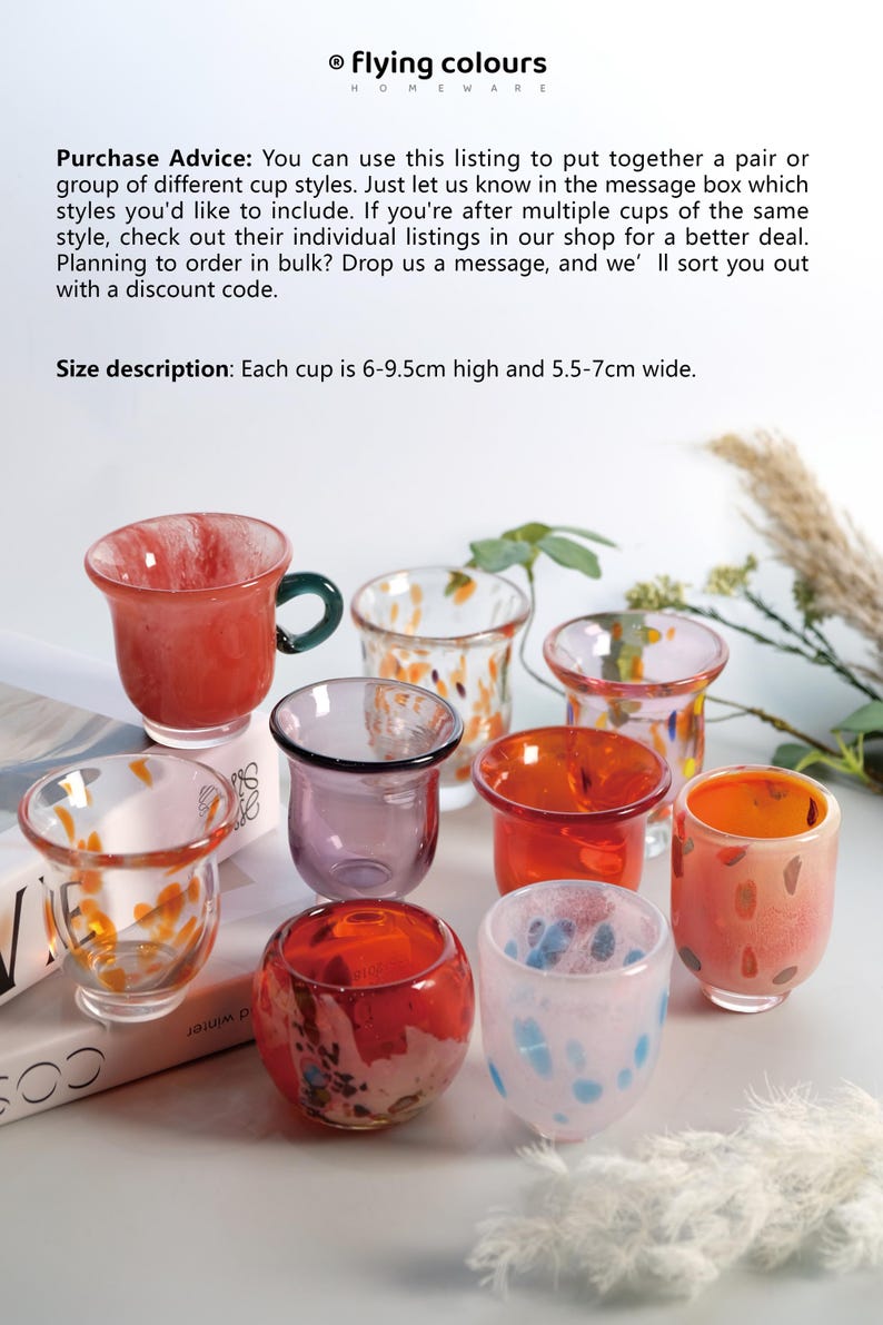 Red Glass Cup Sets (2, 4, 6, 8) | Artistic Red Cup Collective | Red ...