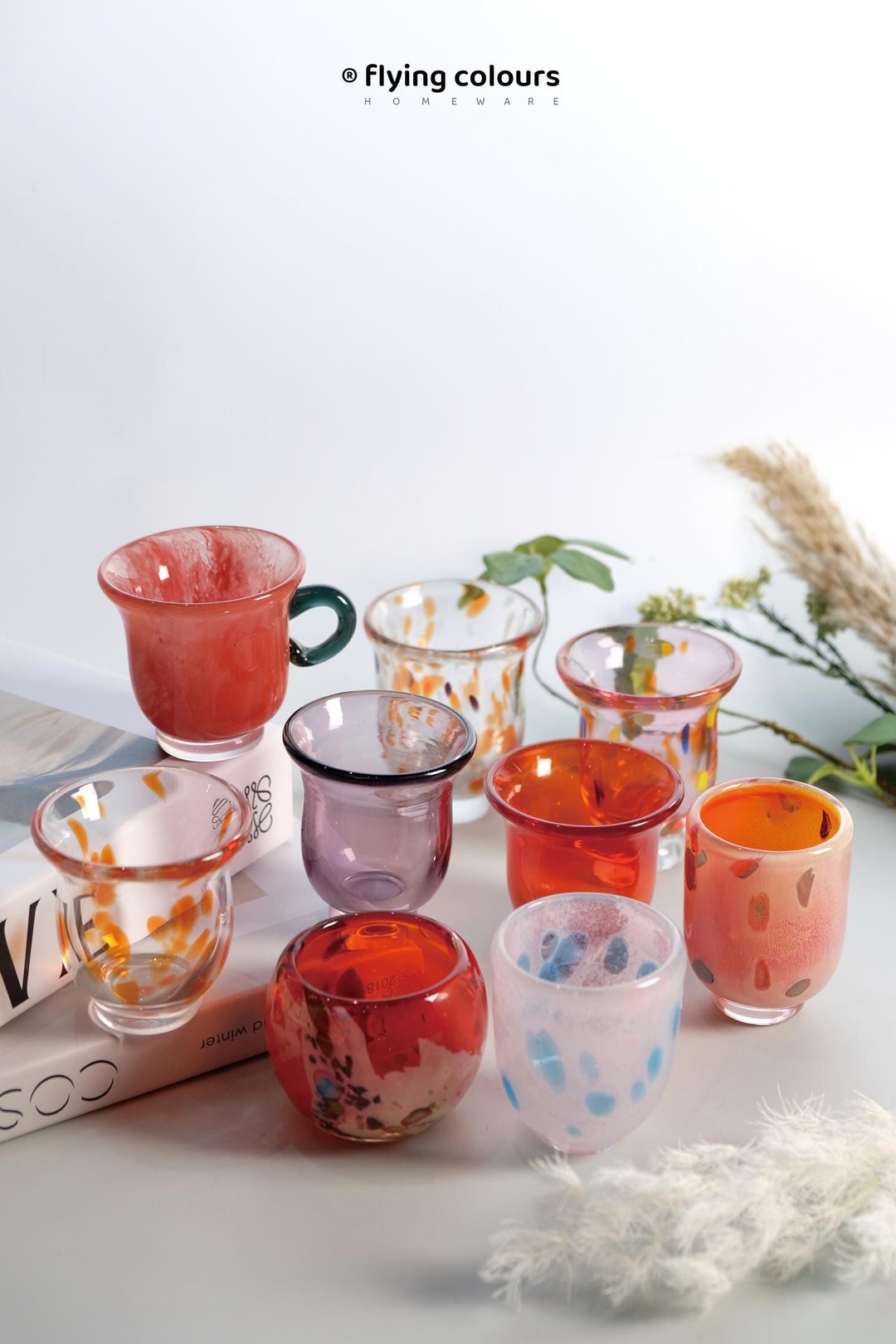 Red Glass Cup Sets (2, 4, 6, 8) | Artistic Red Cup Collective | Red ...