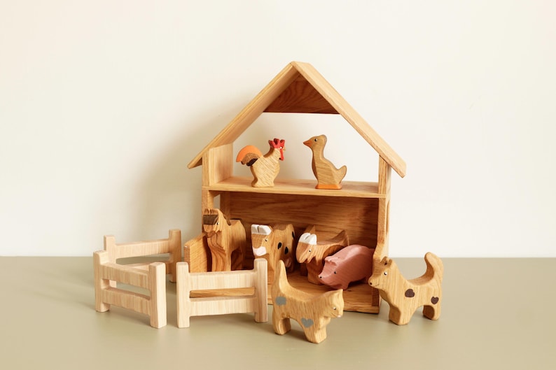 Handmade Wooden Farm Animal Toy Set: Montessori Playset - Etsy