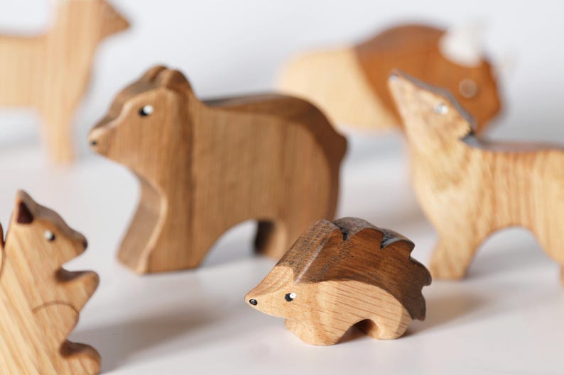 Handmade Oak Woodland Animal Toy Set: Waldorf Montessori Toys - Etsy