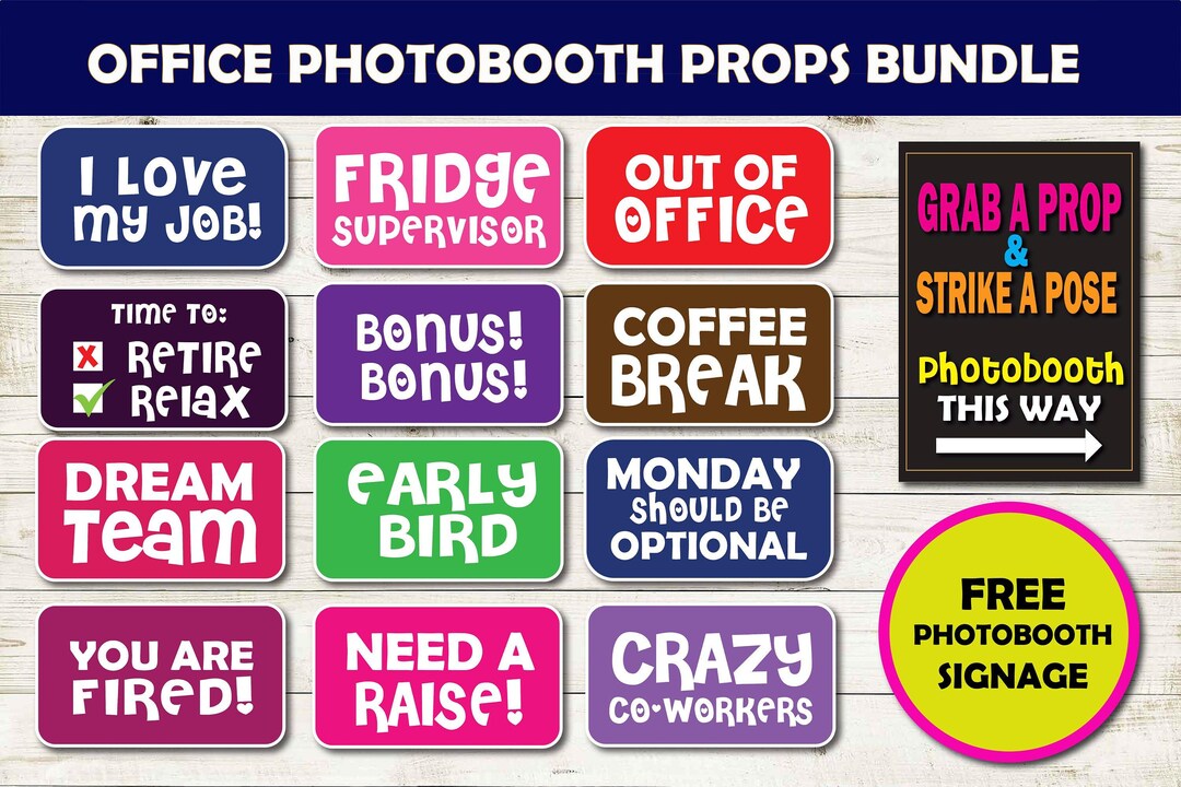 Office Party Photobooth Props Printables, Fun Team Activity - Funny ...