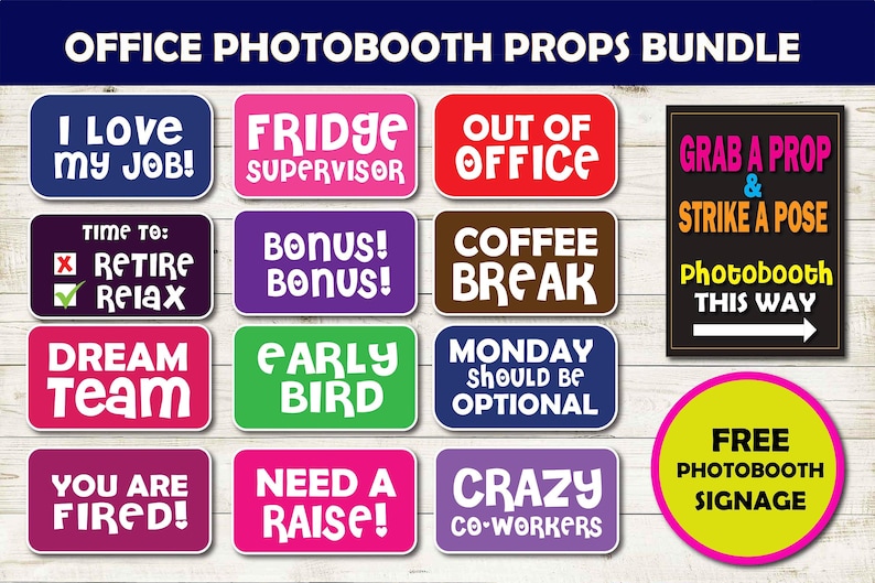 Office Party Photobooth Props Printables, Fun Team Activity - Funny ...