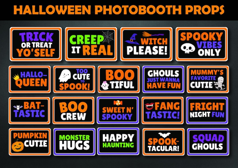 Spooky Halloween Photo Booth Props: Printable Party Decor (digital ...
