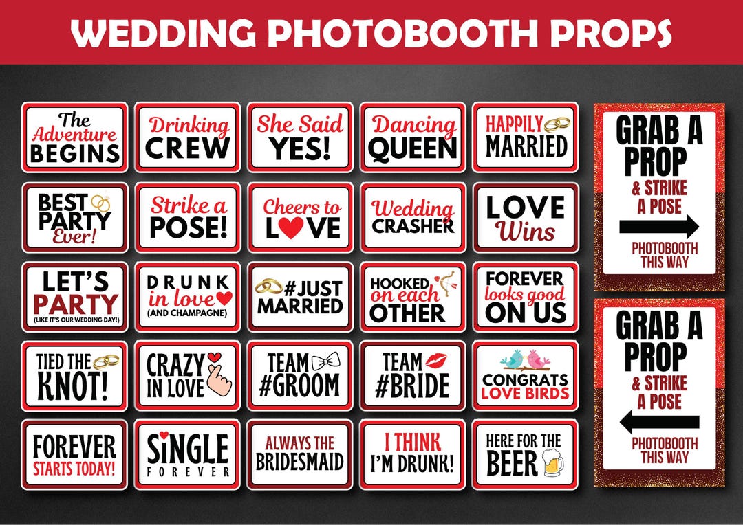 Wedding Photo Booth Props: Team Bride, Groom Signs (digital Download ...