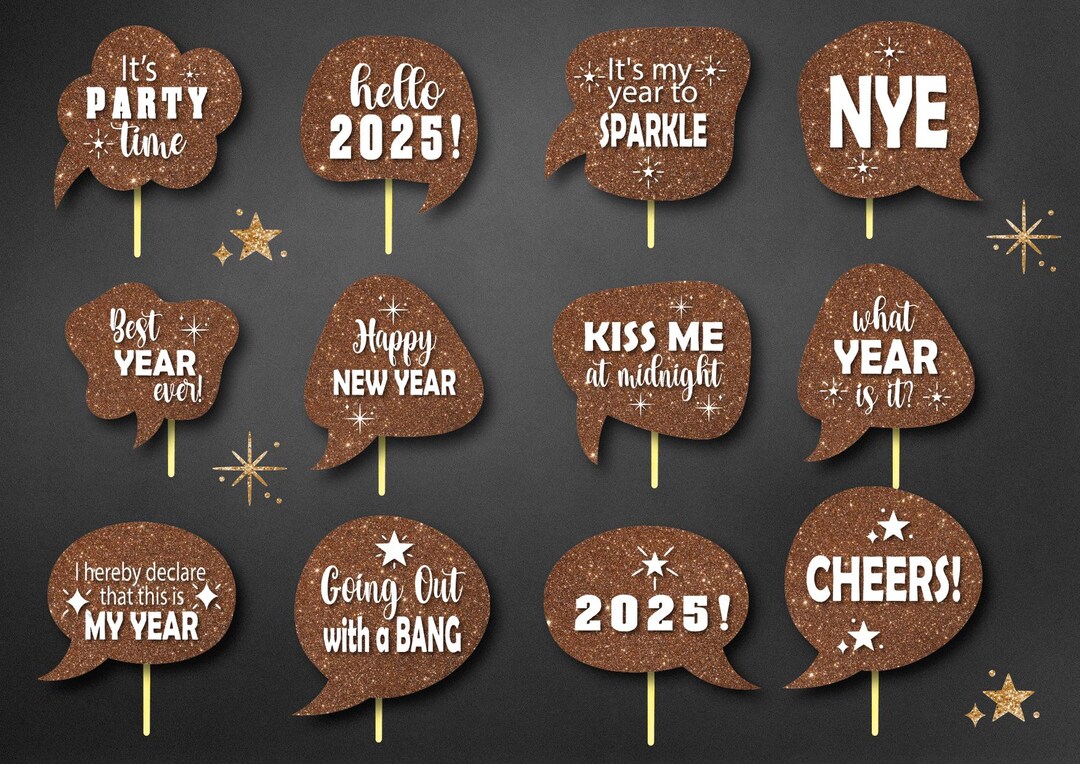 2025 New Year Photo Booth Props Mocha Mousse White - Etsy