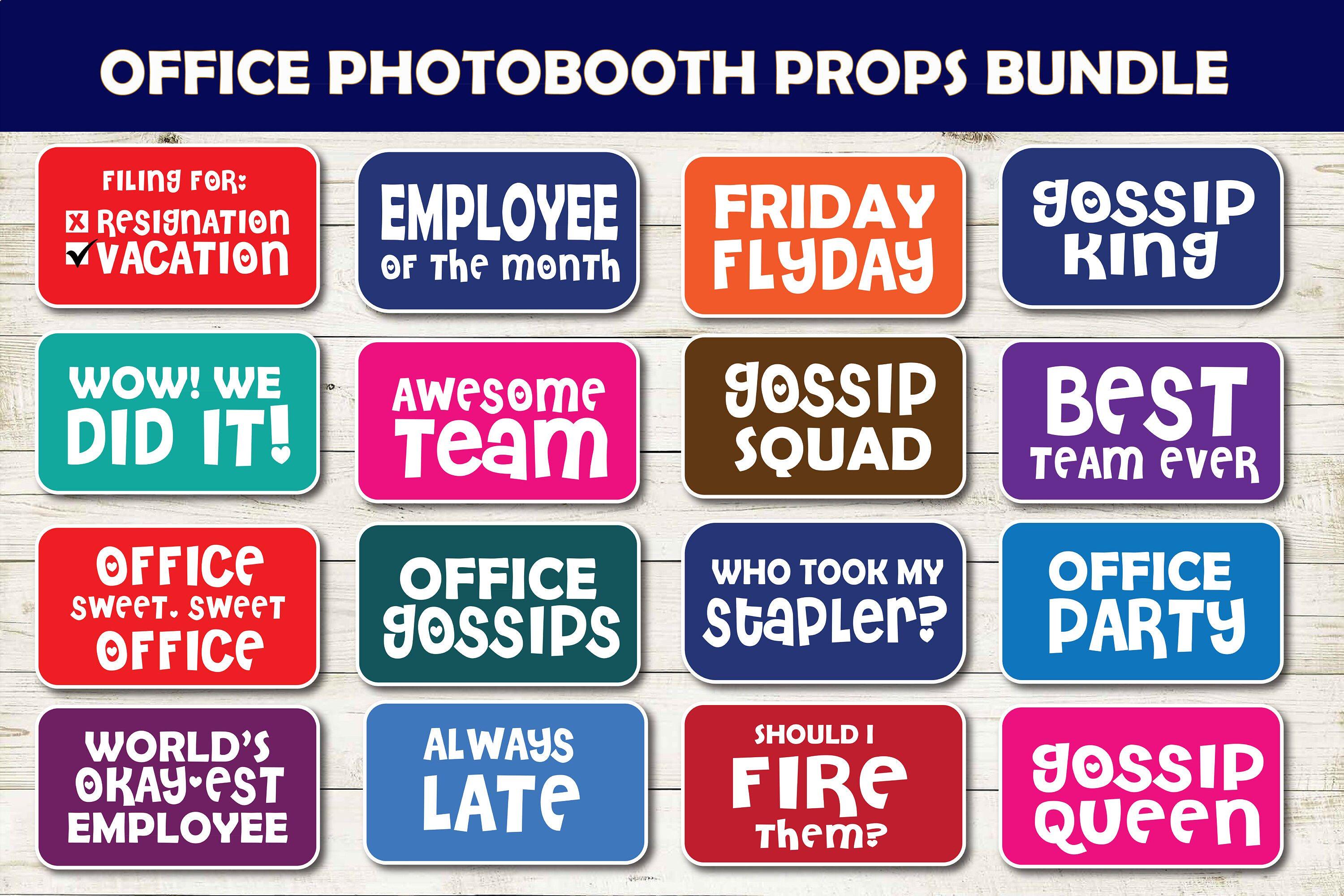 Office Party Photobooth Props Printables, Fun Team Activity - Funny ...