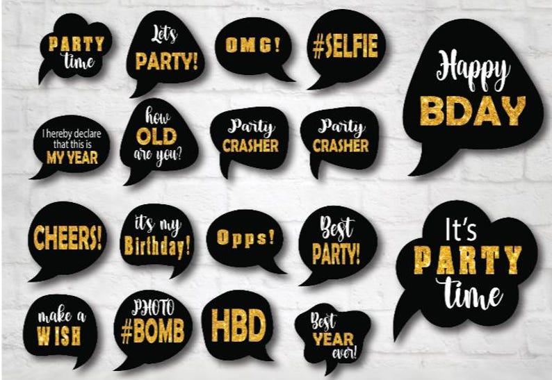 Birthday Photo Booth Prop Printables, Happy Birthday Party Props ...