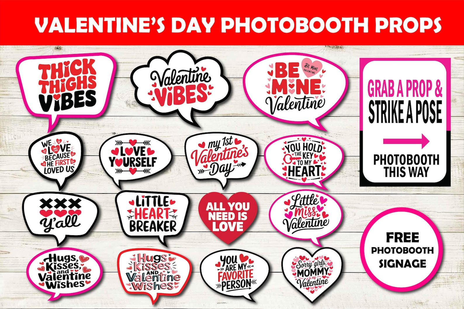 Valentine's Party Photo Booth - Valentine's Day Printable Photo Booth ...