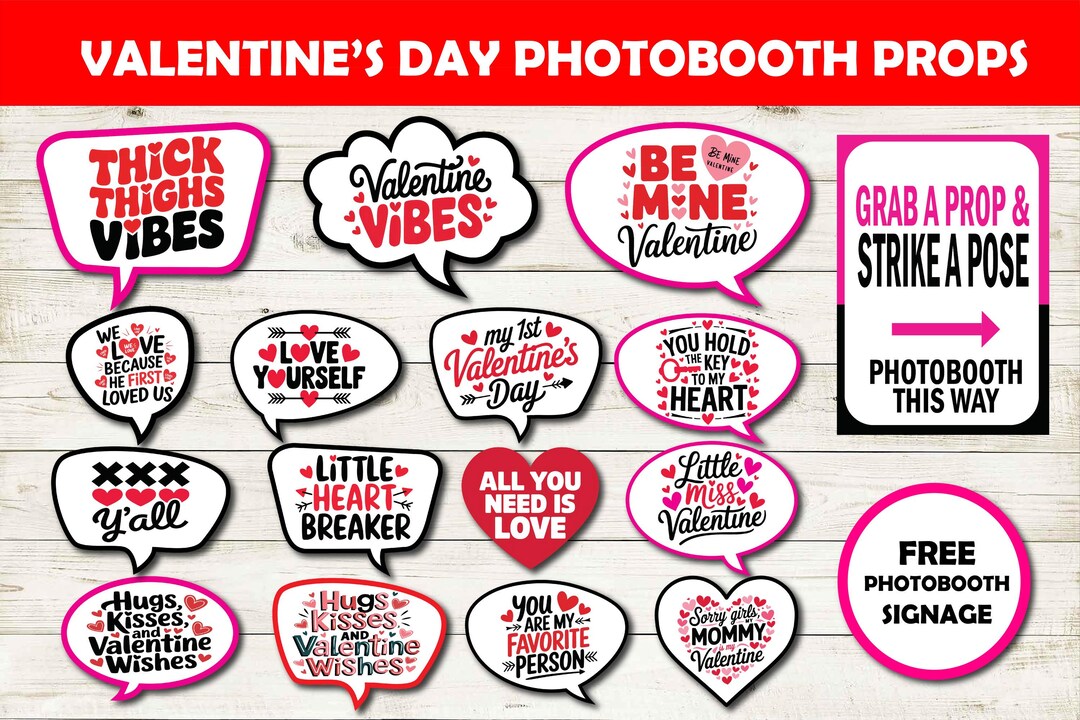 Bundle 1: Mix Photobooth Props, Wedding, Birthday, Valentines Day ...