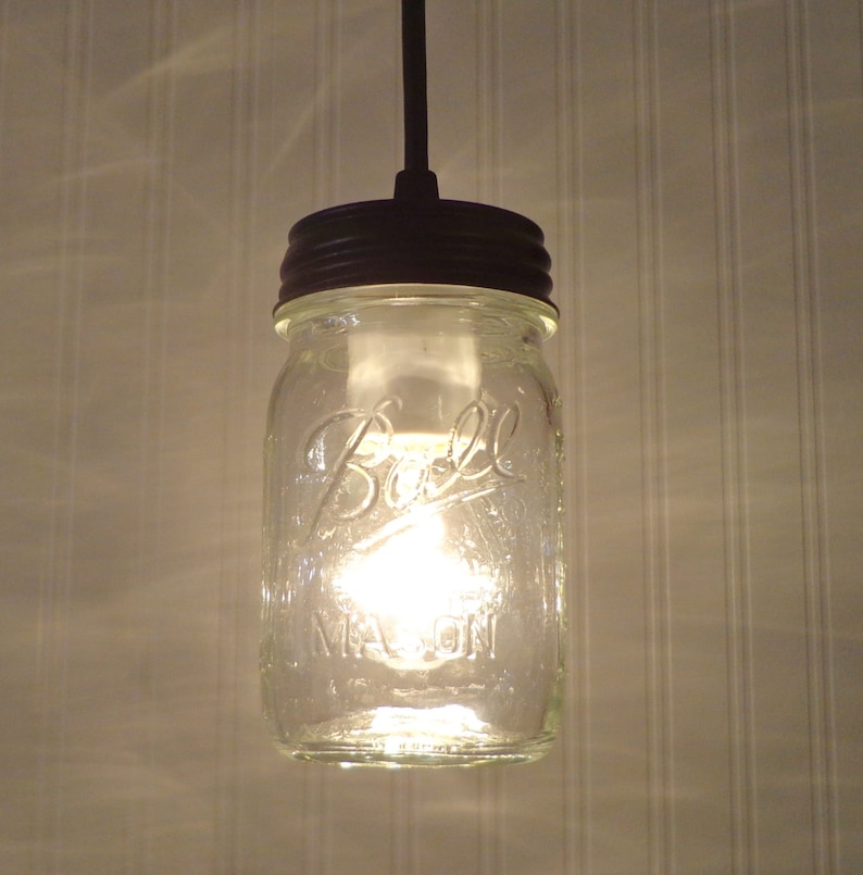 Mason Jar PENDANT Light Pint Hanging Flush Mount Ceiling - Etsy