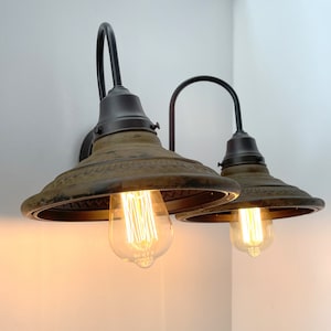DOUBLE Rustic Industrial Farmhouse Wall Light Fixture Bathroom Sconce ...