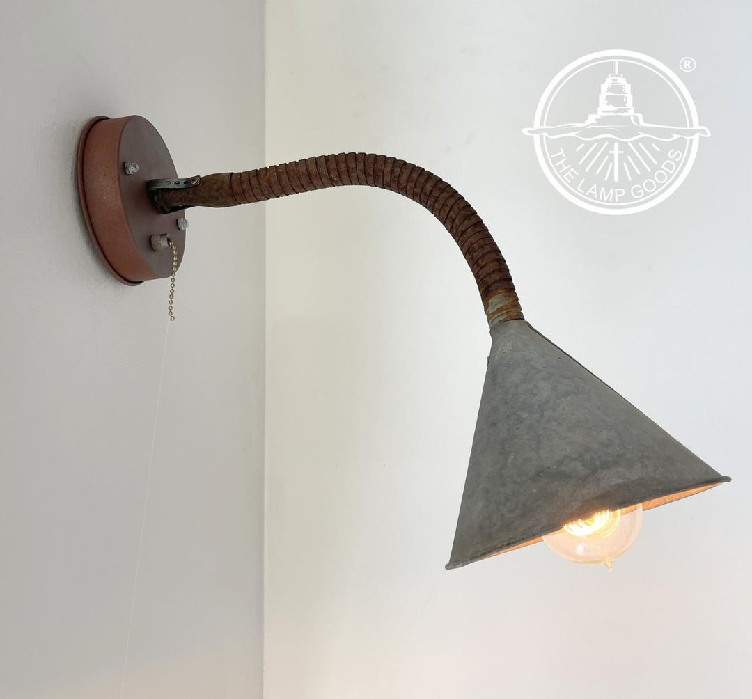 Antique Farmhouse 1950's Funnel Wall Sconce With Switch old Vintage ...