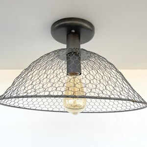 CHICKEN WIRE Farmhouse Ceiling Light- Flush Mount Rustic Lighting ...