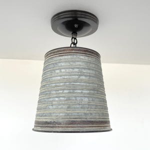 Corrugated Barn Metal Galvanized Rustic Pendant Light Flush Mount ...