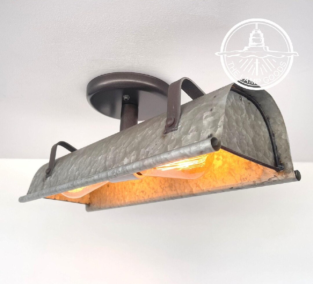 Rustic Galvanized Ceiling Light Fixture - Farmhouse Lighting Kitchen ...