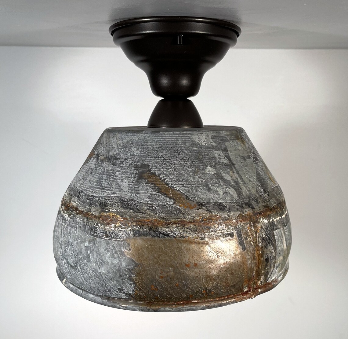 Rustic Bucket Farmhouse Ceiling Light Galvanized Lighting - Etsy