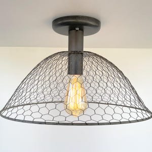 CHICKEN WIRE Farmhouse Ceiling Light- Flush Mount Rustic Lighting ...