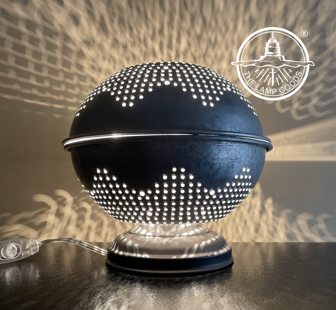 Double Antique Colander Kitchen Cabinet Table Lamp Vintage Bedroom ...