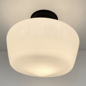 Large Schoolhouse Milk Glass Light Fixture Machias -ceiling Lighting ...