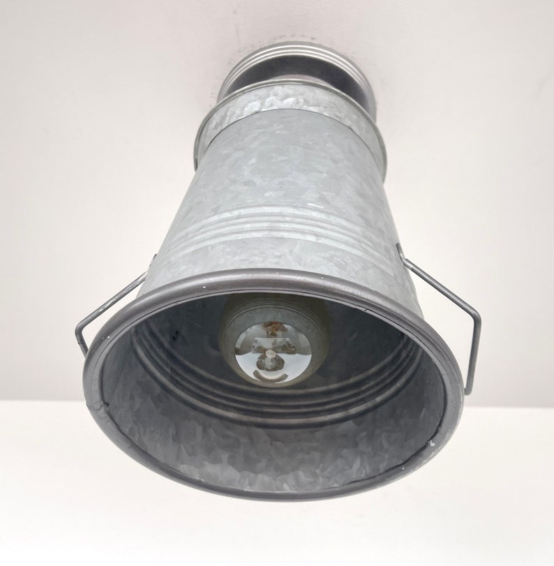 Rustic Urn Bucket Ceiling Light Galvanized Farmhouse - Etsy