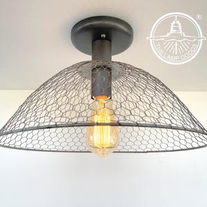 CHICKEN WIRE Farmhouse Ceiling Light- Flush Mount Rustic Lighting ...