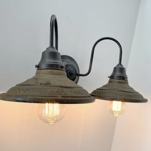 DOUBLE Rustic Industrial Farmhouse Wall Light Fixture Bathroom Sconce ...