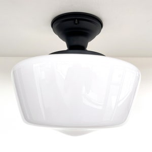 Large Schoolhouse Milk Glass Light Fixture Machias -ceiling Lighting ...