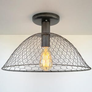 CHICKEN WIRE Farmhouse Ceiling Light- Flush Mount Rustic Lighting ...