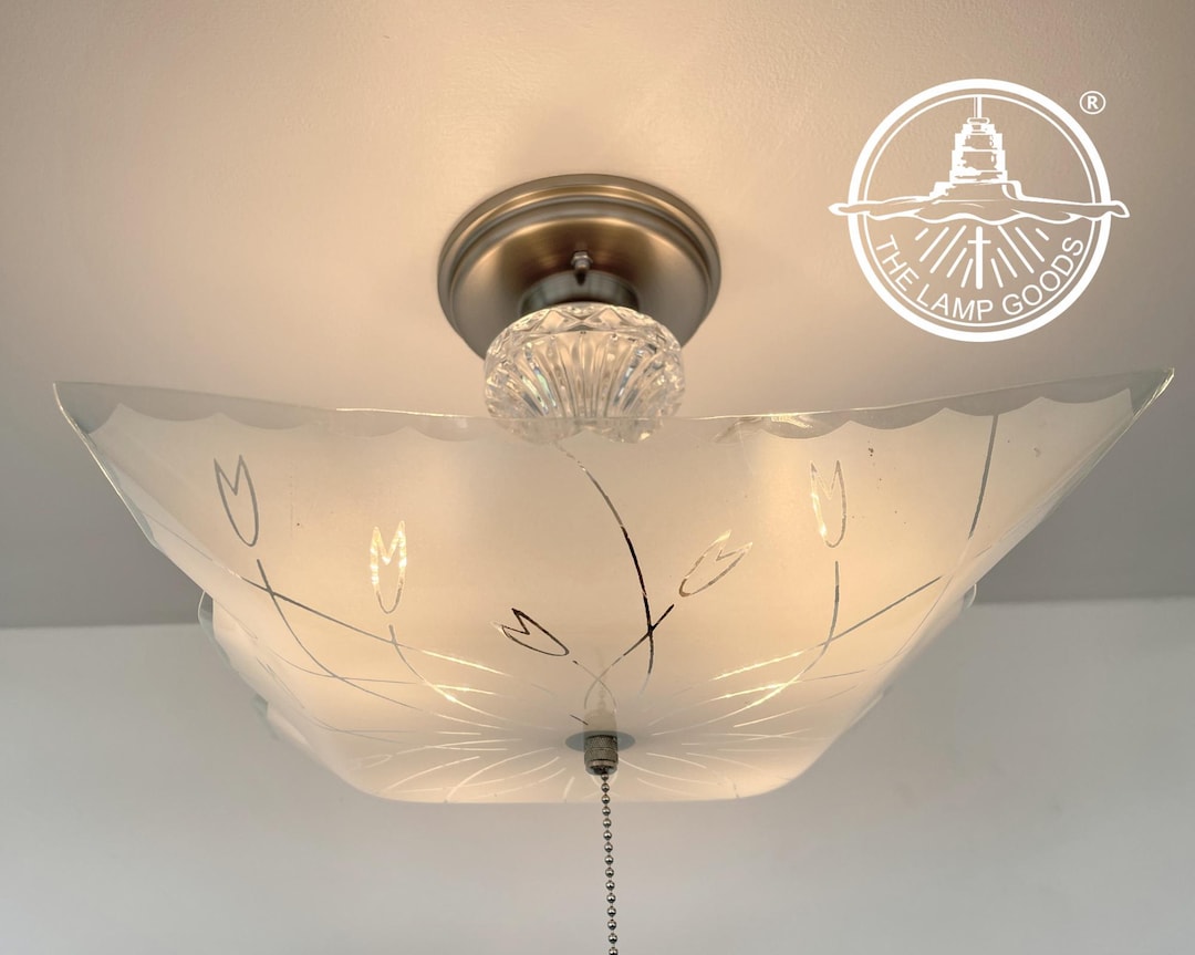 Modern Mid Century 1960s Hollywood Regency Antique Glass Ceiling Light ...